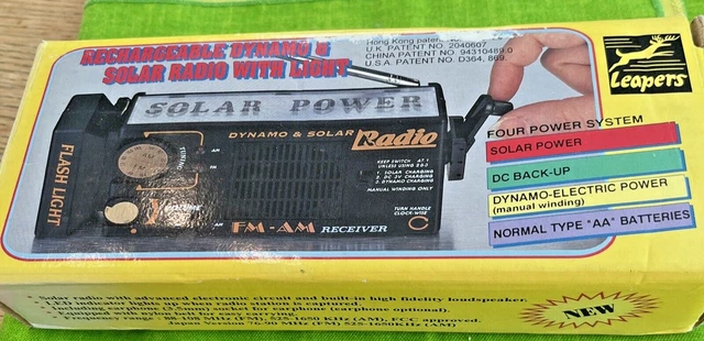 LEAPERS RECHARGEABLE DYNAMO & Solar Emergency Y2K Radio W/Flashlight ...