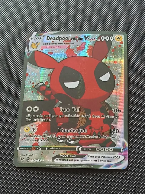 DEADPOOL PIKACHU POKEMON Cosplay Carte Card New Holo Prism Manga Marvel ...