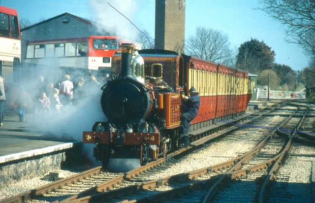 ORIGINAL STEAM RAILWAY Train Colour Slide Of Isle Of Man Locomotive 4 ...