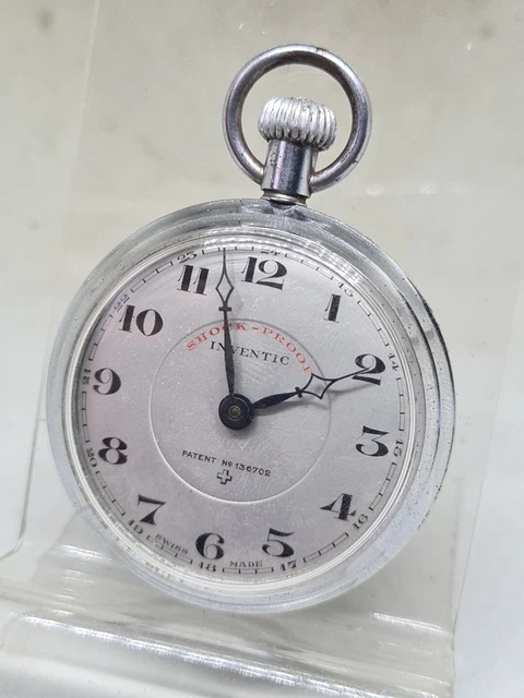 VINTAGE METAL INVENTIC pocket watch Ticks £10.50 - PicClick UK
