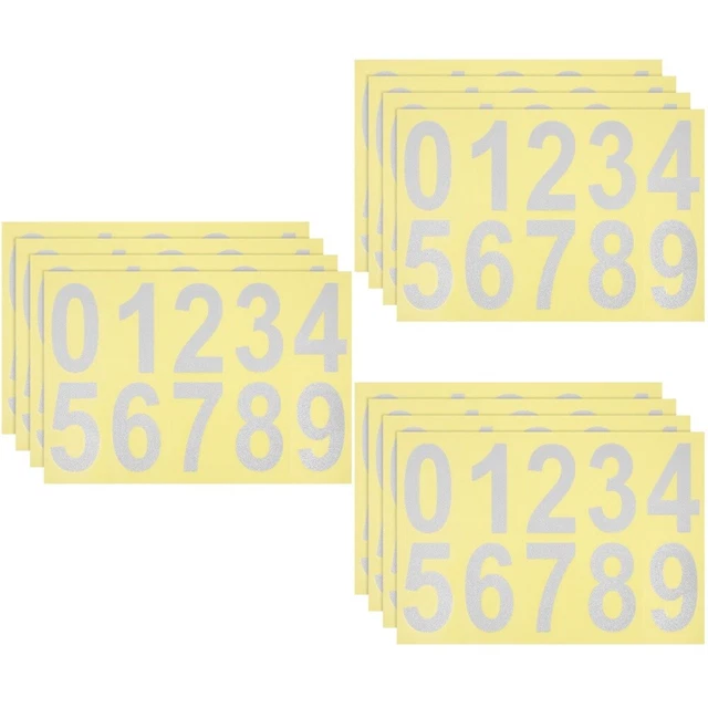12 SHEETS REFLECTIVE Mailbox Numbers Address Number Stickers Large ...