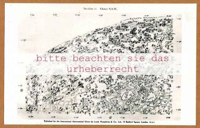 1935 MAP OF the MOON - 14 PHOTOGRAPHIC MOON MAPS - WESLEY FLAGG LUND ...