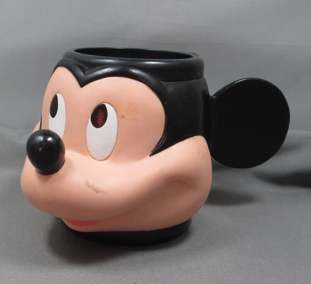 VINTAGE APPLAUSE MICKEY Mouse Head Plastic Rubber Molded Cup Mug Walt ...