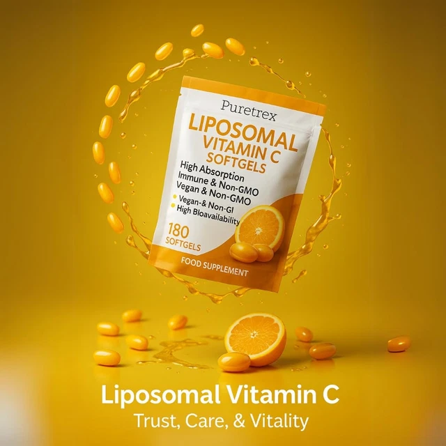 LIPOSOMAL VITAMIN C Softgels High Absorption Vegan Non GMO 180 Count £ ...