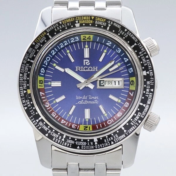 RICOH WORLD TIMER Ref.61215A Automatic Stainless 21Jewels 1970 52mm Men ...