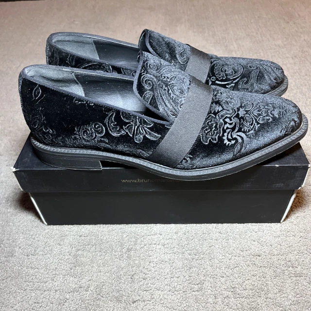 BRUNO MARC MEN'S Suede Leather Slip On Dress Shoe Wing Tip Black 13 M ...