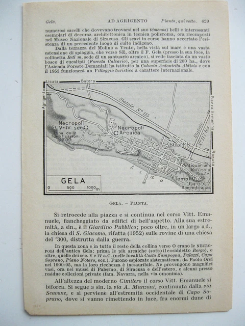 STAMPA ANTICA MAPPA SICILIA PIANTA DI GELA 1940 EUR 4,70 - PicClick IT