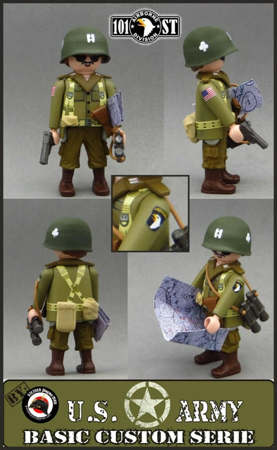 PLAYMOBIL CUSTOM WW2 CAPTAIN PARATROOPER Army US soldier american ...