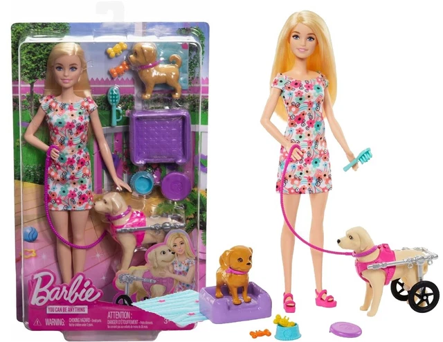 BARBIE DOLL AND Dog in a Wheelchair Set HTK37 Mattel £70.79 - PicClick UK