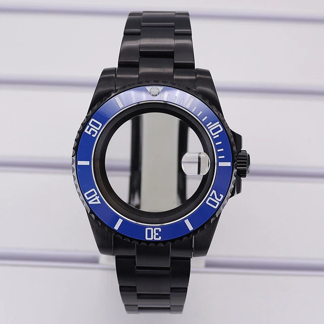 40MM BLACK MEN'S PVD electroplating Watch Cases Strap For Seiko Nh35 36 ...