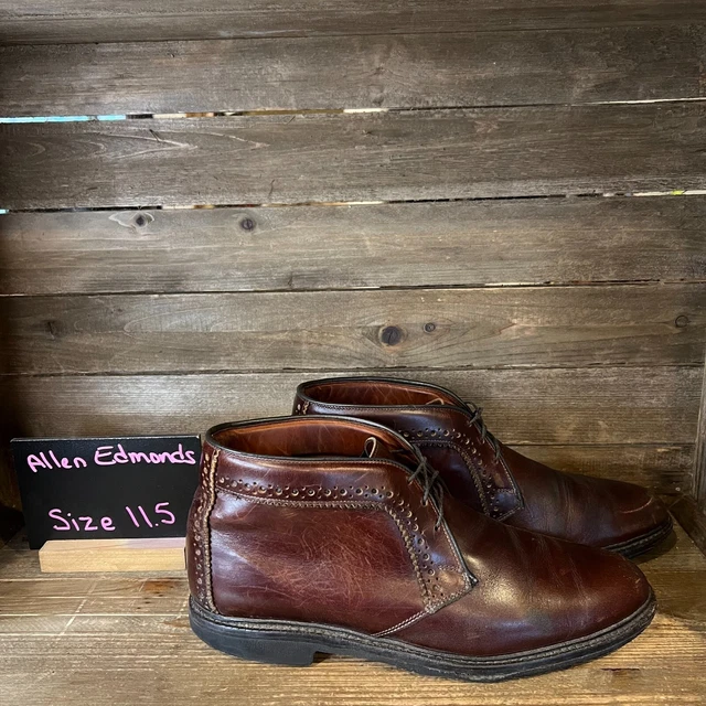 MENS ALLEN EDMONDS Bellevue Brown Leather Chukka Lace Up Boots Shoes ...
