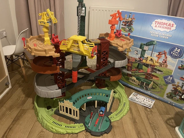 THOMAS & FRIENDS Trains & Cranes Super Tower, Motorized Train and Track Set £24.00 - PicClick UK