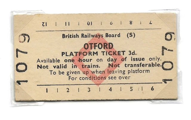 OTFORD 3D RED Diamond Edmondson Card Platform Ticket British Railways ...