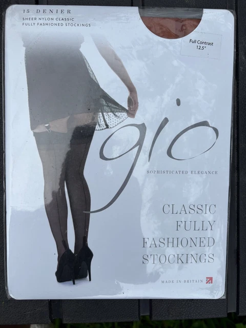 NEW GIO COPPER FULL CONTRAST Fully Fashioned Seamed Stockings 12.5 XXL ...