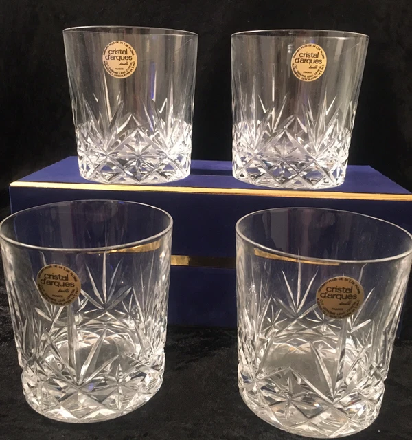 CRISTAL DARQUES SET 4 Lead Crystal Whisky Glasses Tumblers Amazing EUR ...