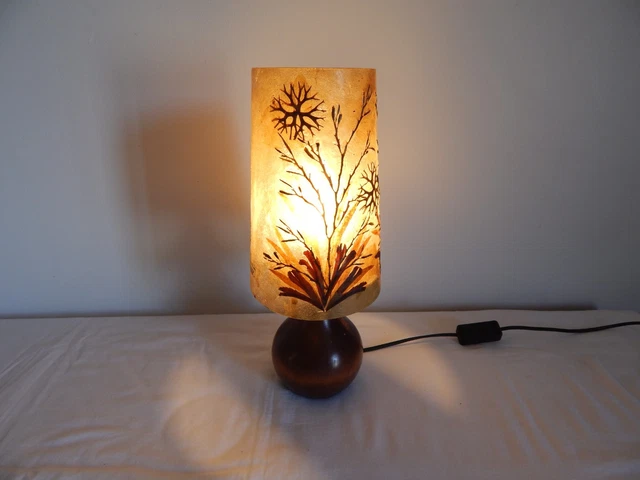 ALTE LAMPE CREATION PLOUM Algen von Roscoff Harz und Holzfuß EUR 70,00 ...