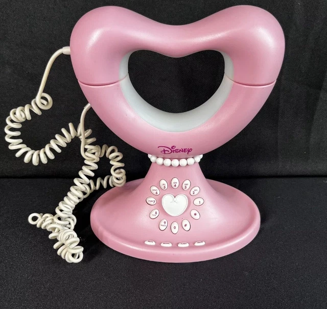 DISNEY PRINCESS CORDED Phone Home Telephone Girls Heart Shaped Pink $24 ...