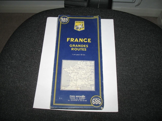 MICHELIN 989 FRANCE GRANDES ROUTE MAP (1965) “carte michelin 989 bleue ...
