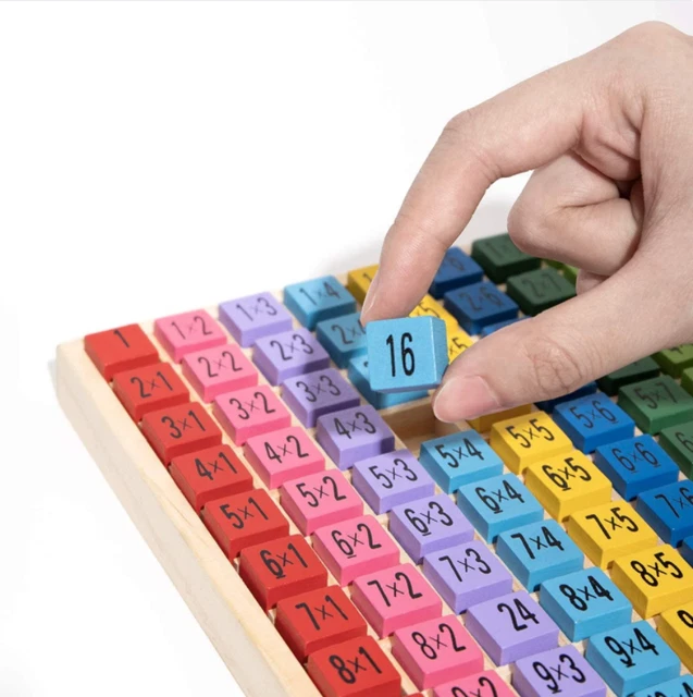 WOODEN MULTIPLICATION & Math Table Board Game Kids Montessori Preschool ...