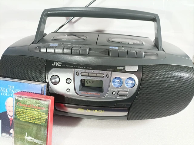 JVC RC-QW20 BOOMBOX CD FM AM Radio Stereo Twin Cassette Tape Player ...