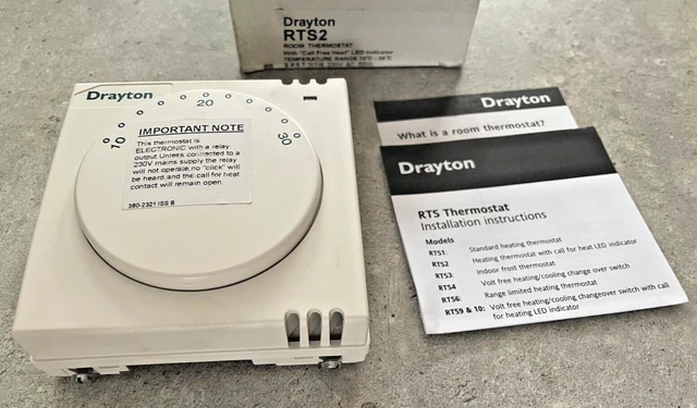 DRAYTON RTS2 ROOM Thermostat with LED 'on' Indicator Light 24002 New ...