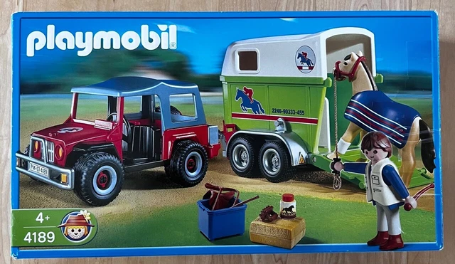 PLAYMOBIL GELÄNDEWAGEN MIT Pferdeanhänger Nr. 4189 für Reitstall ...