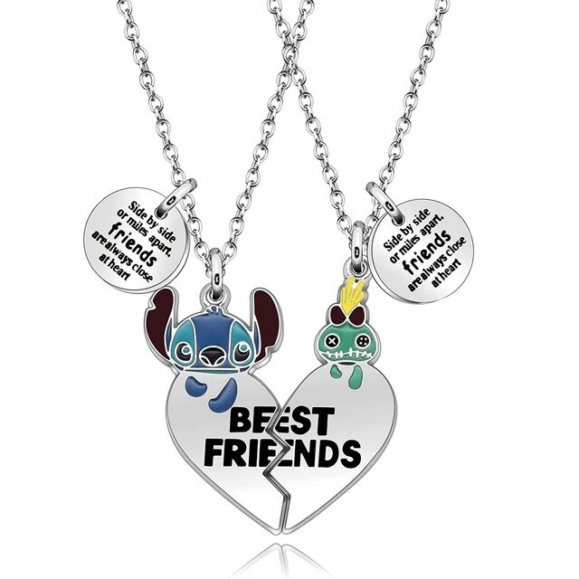 2 X LILO & And Stitch Necklace Pendant Charm Disney Best Friend Friends ...