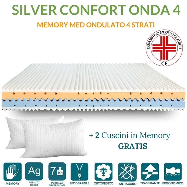 MATERASSO MATRIMONIALE 160X190 H 25 cm MEMORY FOAM Ortopedico ...