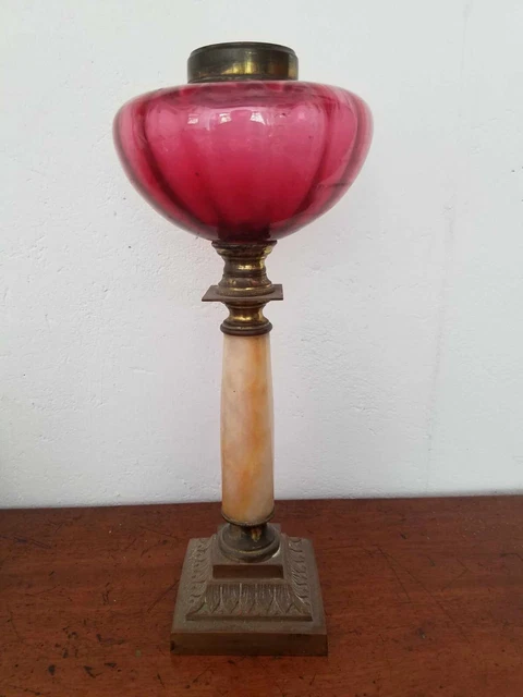 ANTIQUE OIL LAMP Font And Base Good Quality French , Spare ...