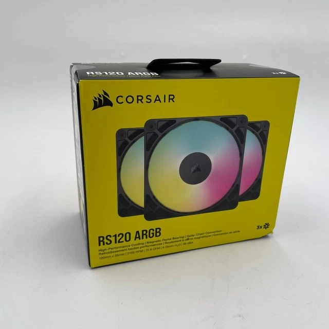 CORSAIR RS120 ARGB 120mm PWM Fans Triple Pack Black ‎CO-9050181-WW $52. ...