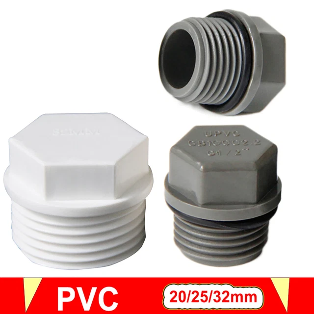 PVC PLUG BSP Male Thread Pressure Water Pipe Fittings 1/2 - 1" With or ...