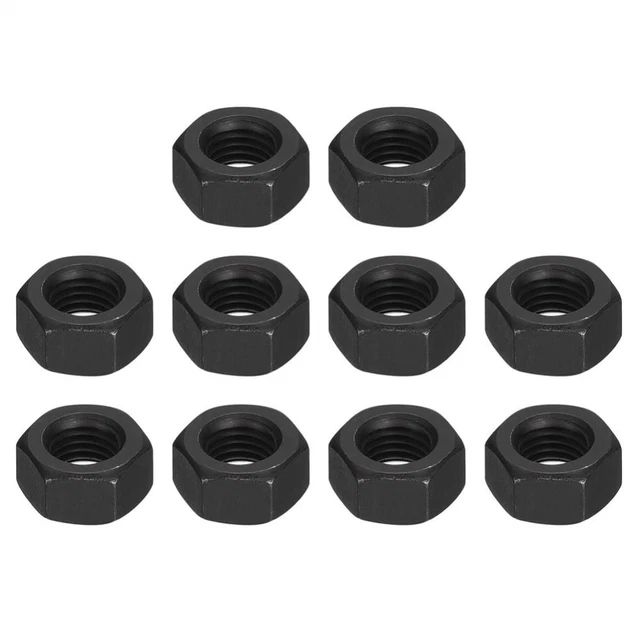 10PCS 1/4-28 5/16-24 3/8-24 7/16-20 1/2-20 9/16-18 Hex Nuts Black UNF ...