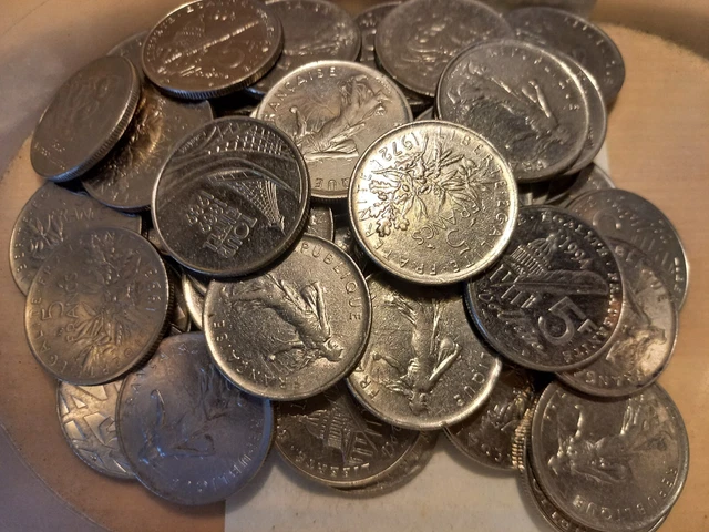 LOT DE 25 piéces de 5 franc MONNAIE - machine à sous jeux café billard ...