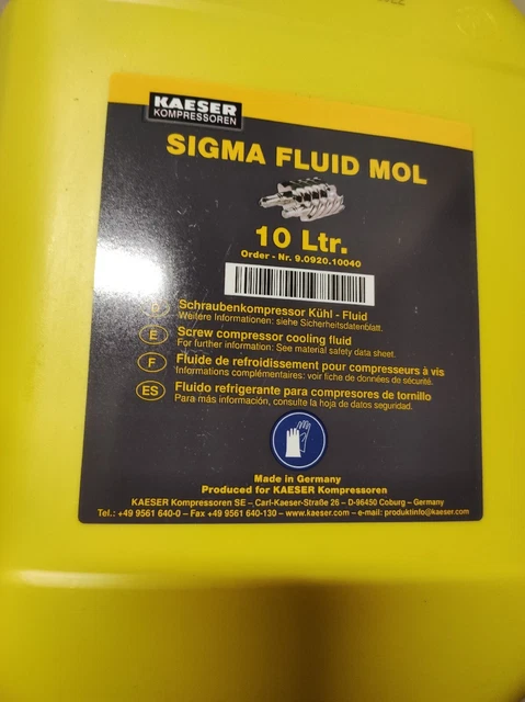 KAESER SIGMA FLUID MOL 10 Liter Kühlflüssigkeit mit Rechnung EUR 65,00 ...