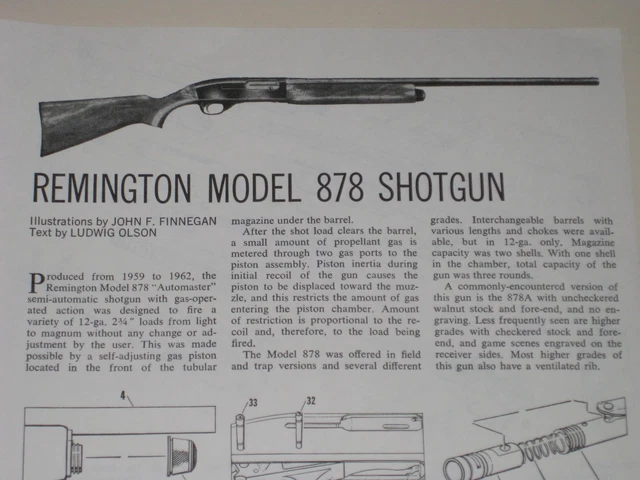 REMINGTON MODEL 878 (12 Ga.) Series Shotgun..takedown/Exploded View ...