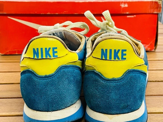 BASKETS VINTAGE NIKE Elite bleu x jaune taille 26 cm années 70 années ...