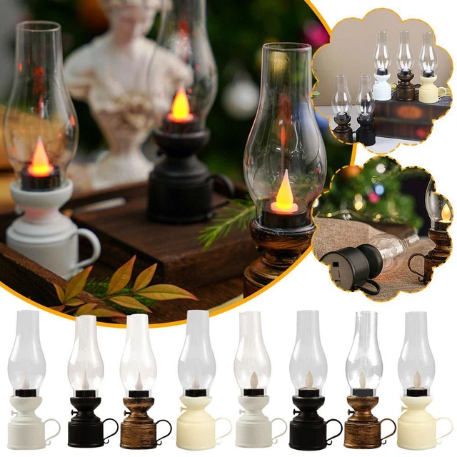 RETRO FLAMELESS TABLE Lamp LED Kerosene Lamps Bedside Tables Oil Lamps ...