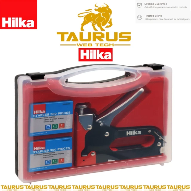 HILKA 3-IN-1 STAPLE Gun Industrial Heavy Duty Tacker Nail Upholstery ...