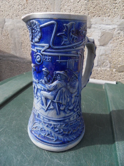 ANCIEN PICHET GRES émaillé bleu cobalt XIXe WESTERWALD STONEWARE JUG germany EUR 20,00 - PicClick FR