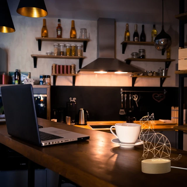 ADORABLE CAT LAMP LED Small Night Light Cat Animal 3D Table Light Home ...