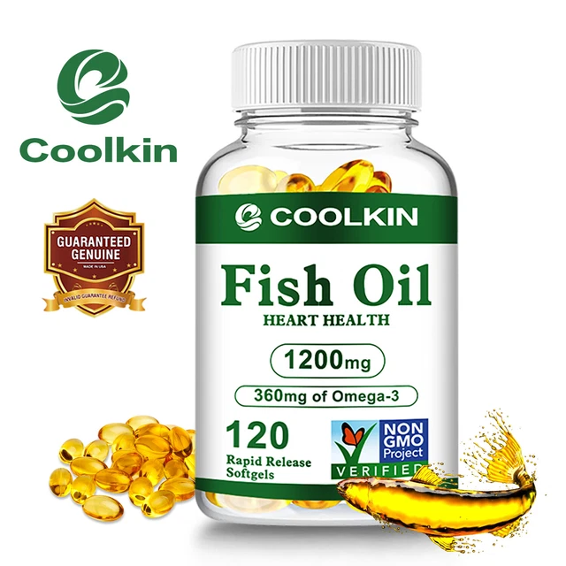 FISH OIL 1200MG-HIGHEST Potency,Brain Health,Heart Support-3x Strength ...