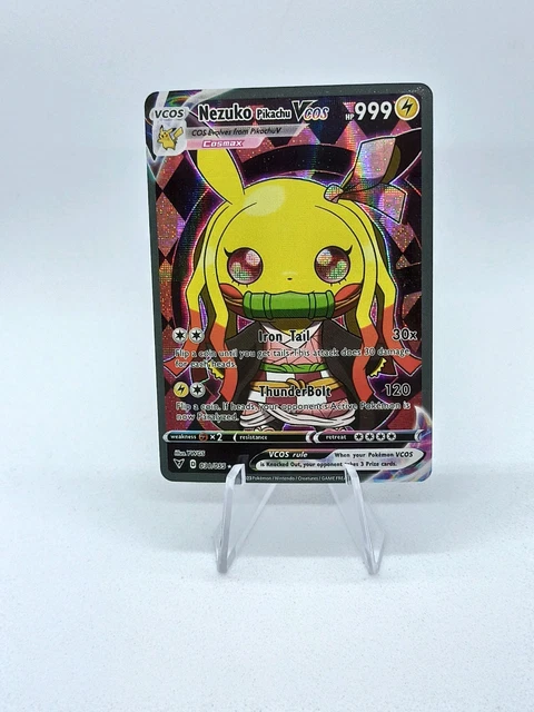 PIKACHU POKEMON NEZUKO Demon Slayer Pika Carte Card Holo Flash Foil ...