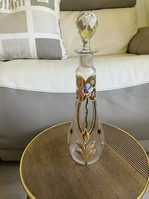 ANCIENNE CARAFE EN verre émaillé LEGRAS Monjoie ? hauteur 31 cm EUR 25,00 - PicClick FR
