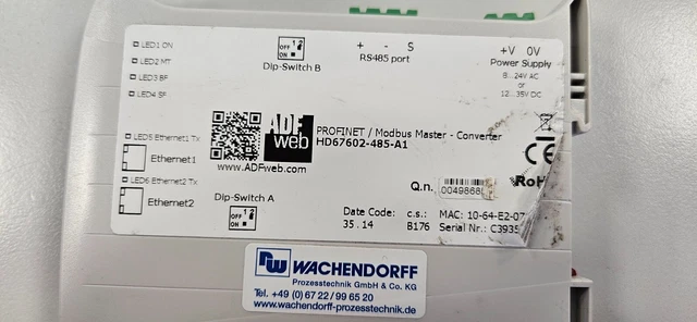 MODBUS-WANDLER GATEWAY PROFINET Slave / Modbus RTU Master hd67602-485 ...