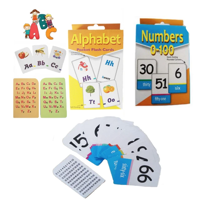 FLASH CARD KIDS NUMBER ALPHABET 1-100 ABC Educational Flashcard Cards ...