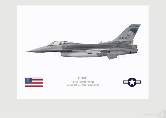 WARHEAD ILLUSTRATED F-16C 114th FW South Dakota ANG #428 Aircraft Print ...