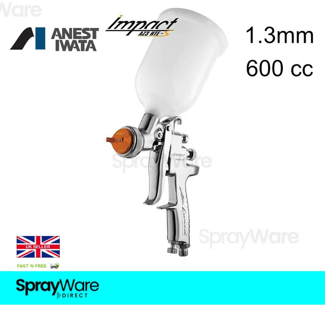 ANEST IWATA AZ3 Air Gunsa HTE S Impact Gravity Spray Gun 1.3 mm 600cc Chrome £185.00 - PicClick UK