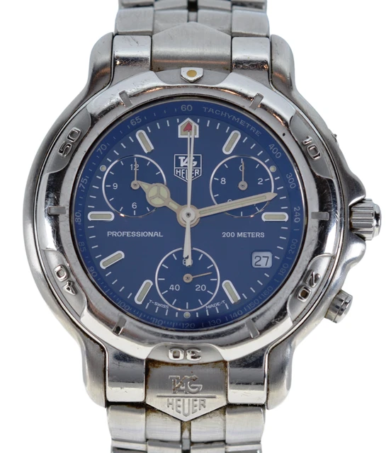 RARE MEN'S TAG Heuer 41mm Blue Dial Series 6000 Chronograph Watch Ref ...