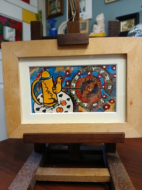 ANCIEN TABLEAU PEINTURE Technique Mixte Signé Sylvia Oudet EUR 39,00 ...