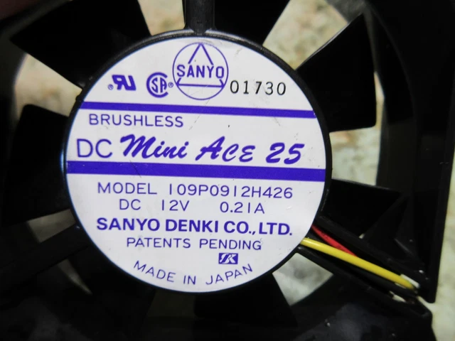 SANYO DENKI DC Mini Ace 25 Fan Unit Model 109P0912H426 Dc12V 0.21A Cnc ...